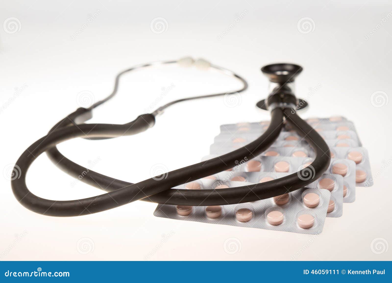 Stethoscope and Tablets in Bubble Package Stock Image - Image of ...