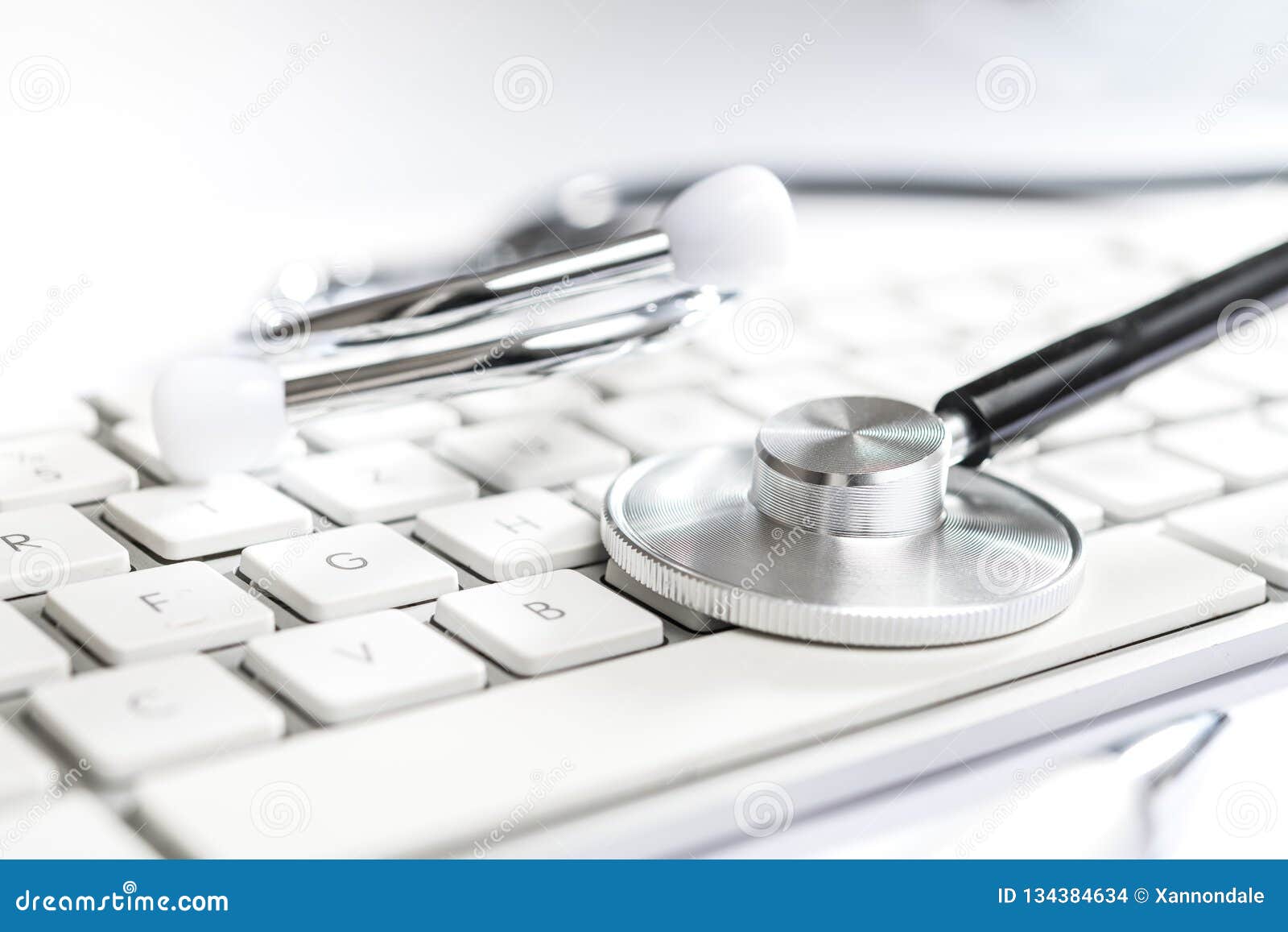 Stethoscope on White Table with Computer Keyboard Stock Photo - Image ...
