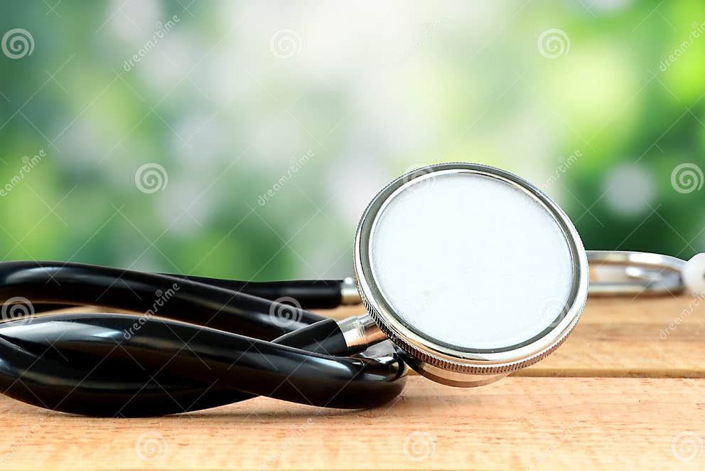 Stethoscope on wooden. stock image. Image of wooden, medicine - 78469045