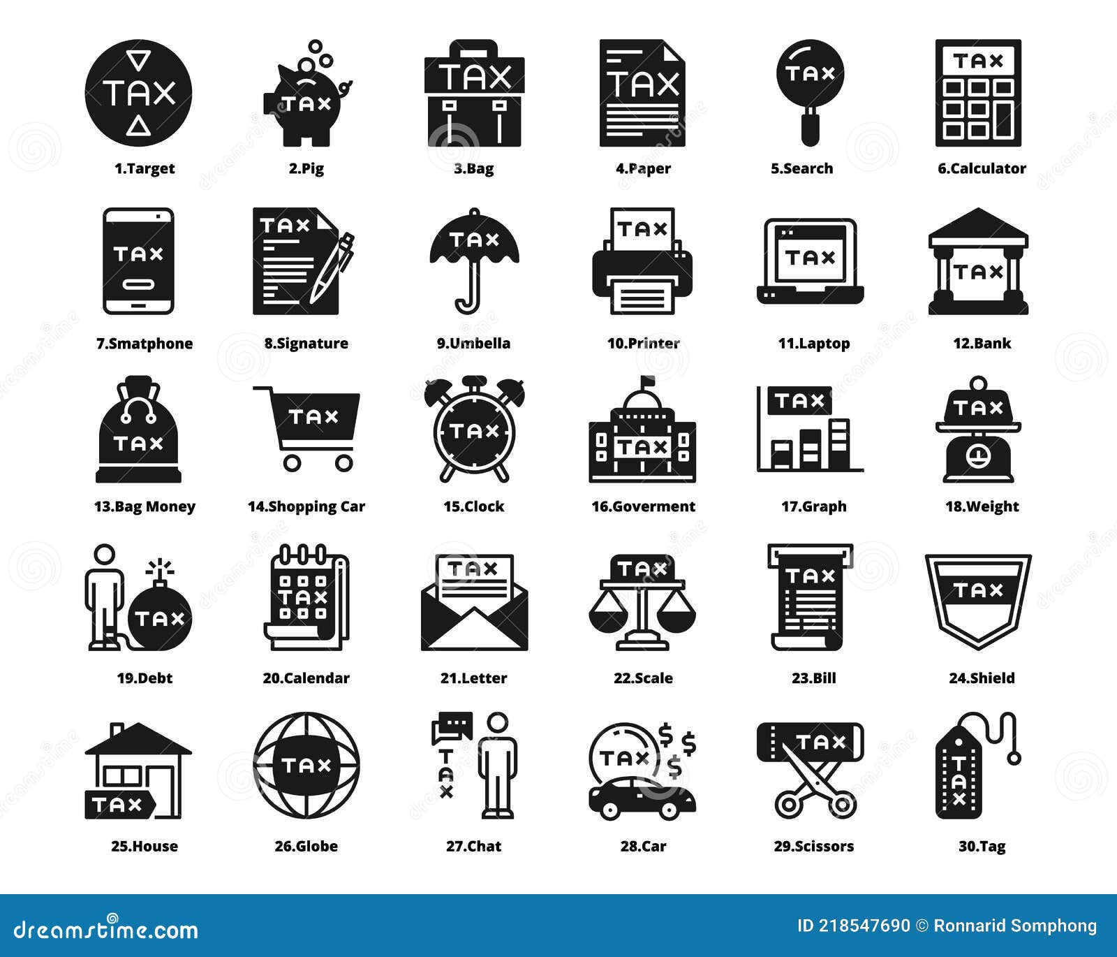 Steuer-Symbol Silhouette Vektor Satz Vektor Abbildung - Illustration ...