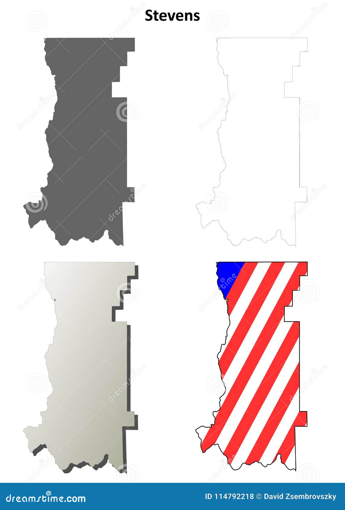 Stevens County, Washington Outline Map Set Stock Vector - Illustration ...