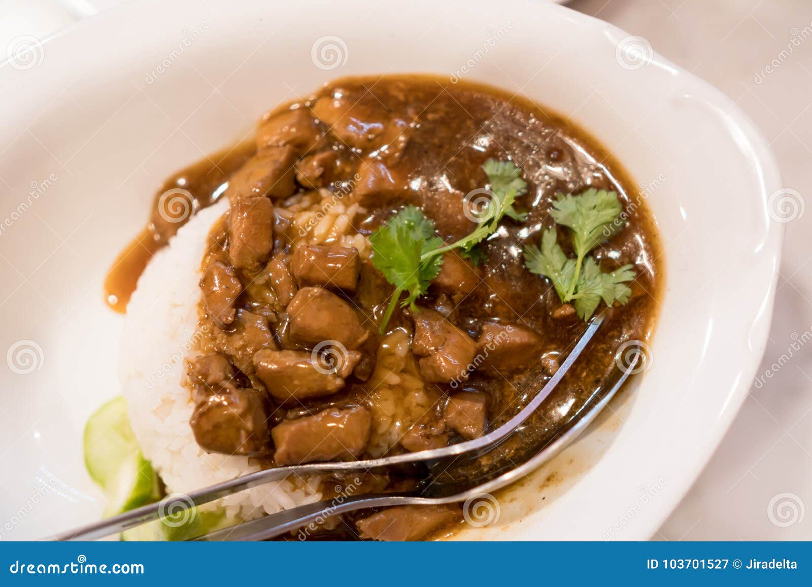 Stew Beef with Rice in White Dish Stock Image - Image of stroganoff ...