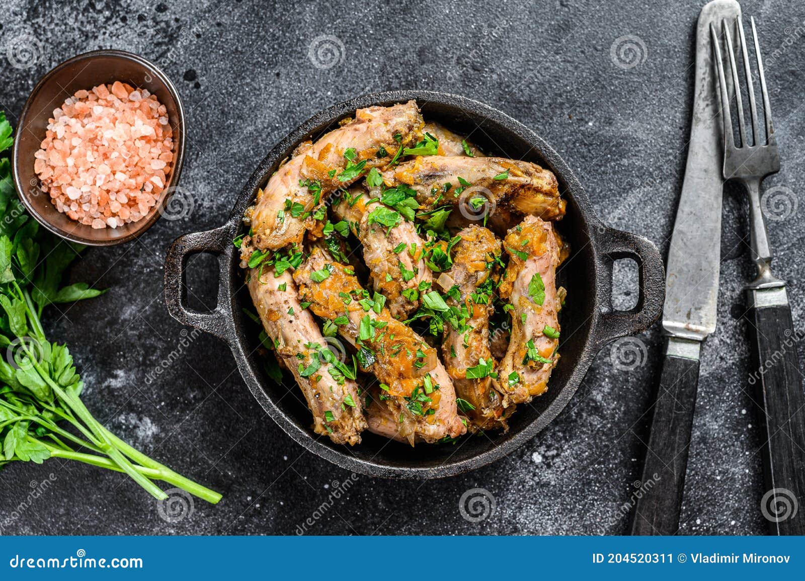 Stew with Chicken Neck Meat and Vegetables. Black Background Stock ...