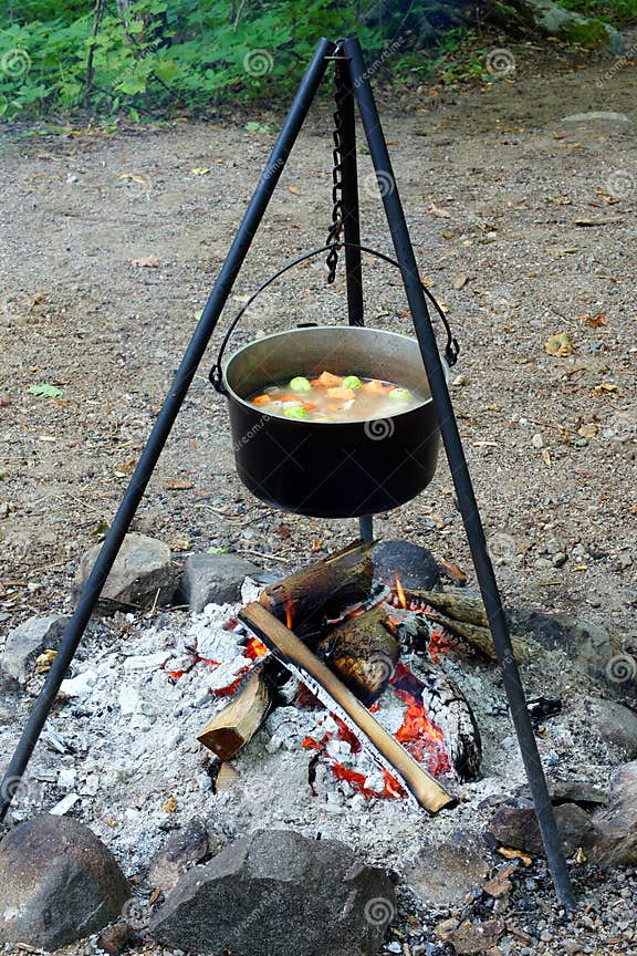 Stew Cooks Over a Open Fire Stock Photo - Image of tripod, traditional ...