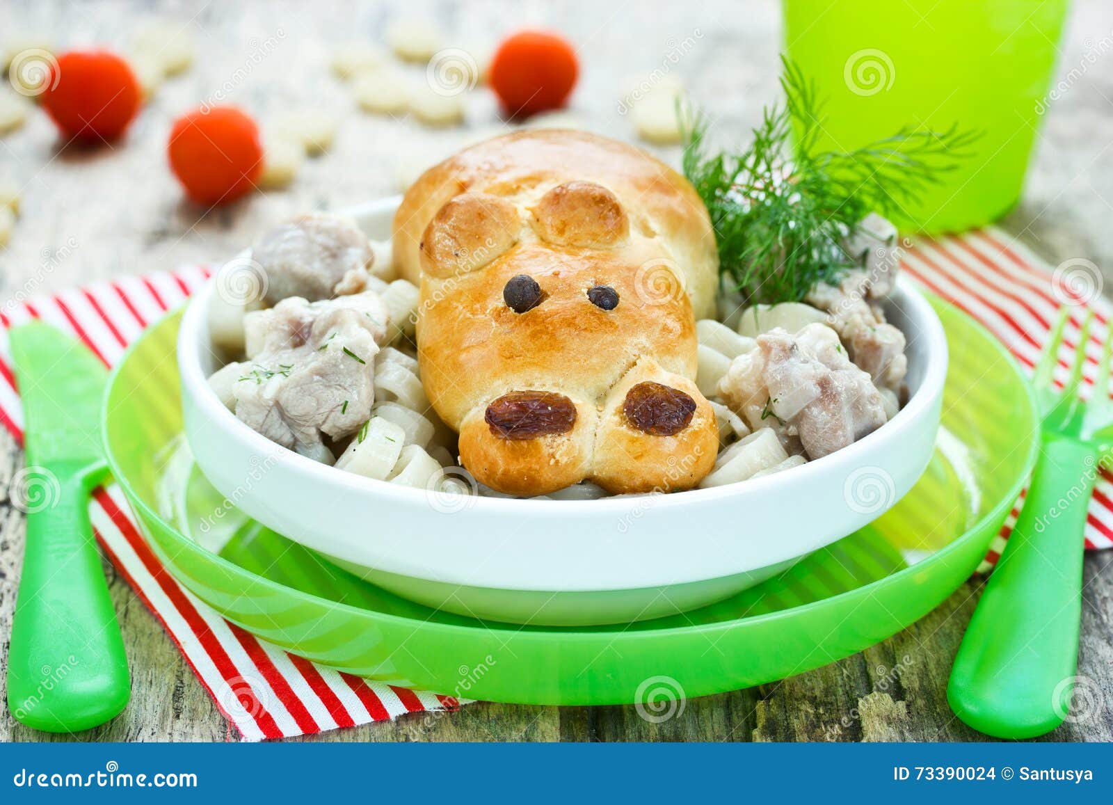 Stew Meat with Bun Shaped Funny Hippo - Creative Idea for Kids D Stock ...