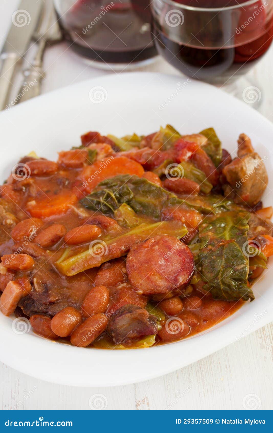 Stew in the Plate with Glass Stock Image - Image of pepper, dinner ...