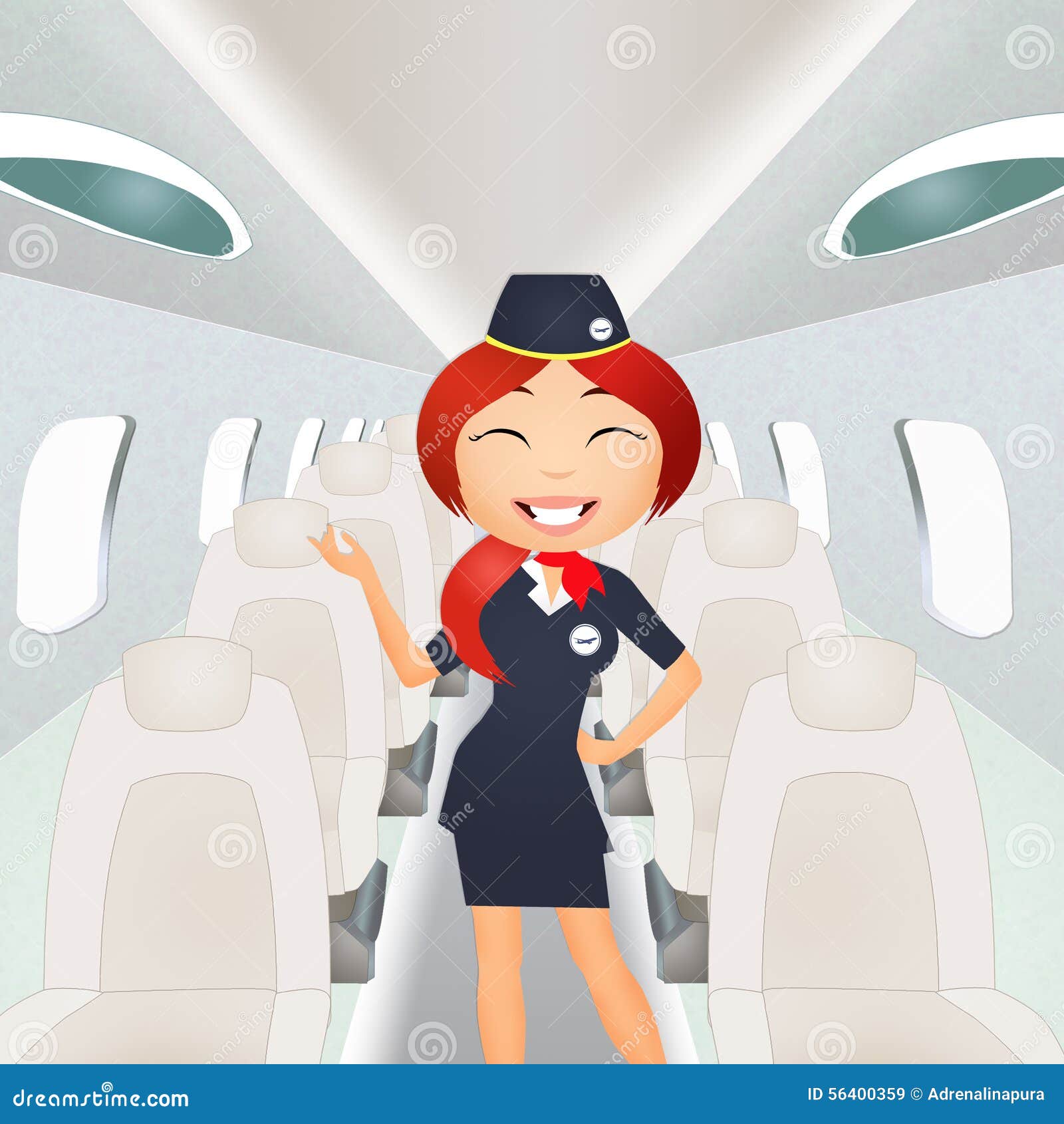 Steward (hôtesse De L'air) Dans L'avion Illustration Stock ...