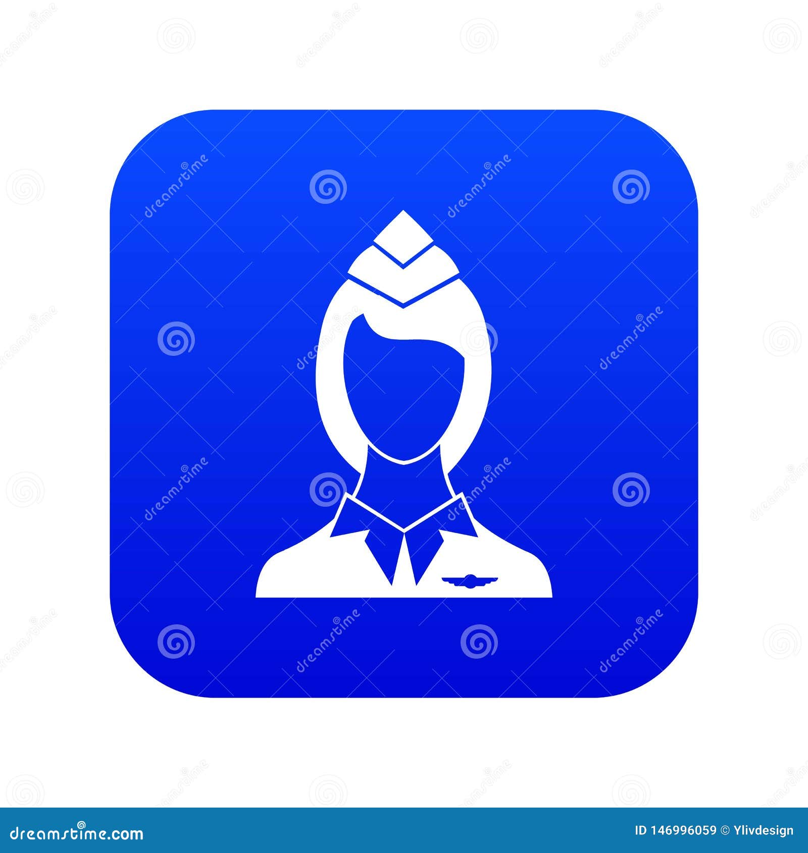 Stewardess Icon Digital Blue Stock Vector - Illustration of simple ...