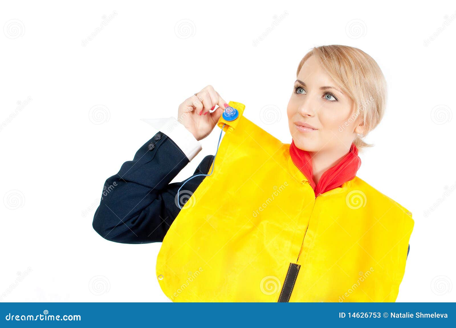 Stewardess in a Life Jacket Stock Image - Image of service, portrait ...