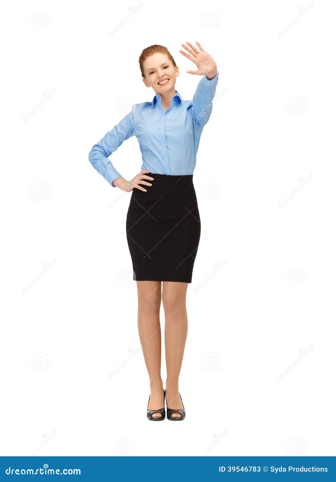 Hostess Making Salute Gesture. Stewardess Stock Photography ...