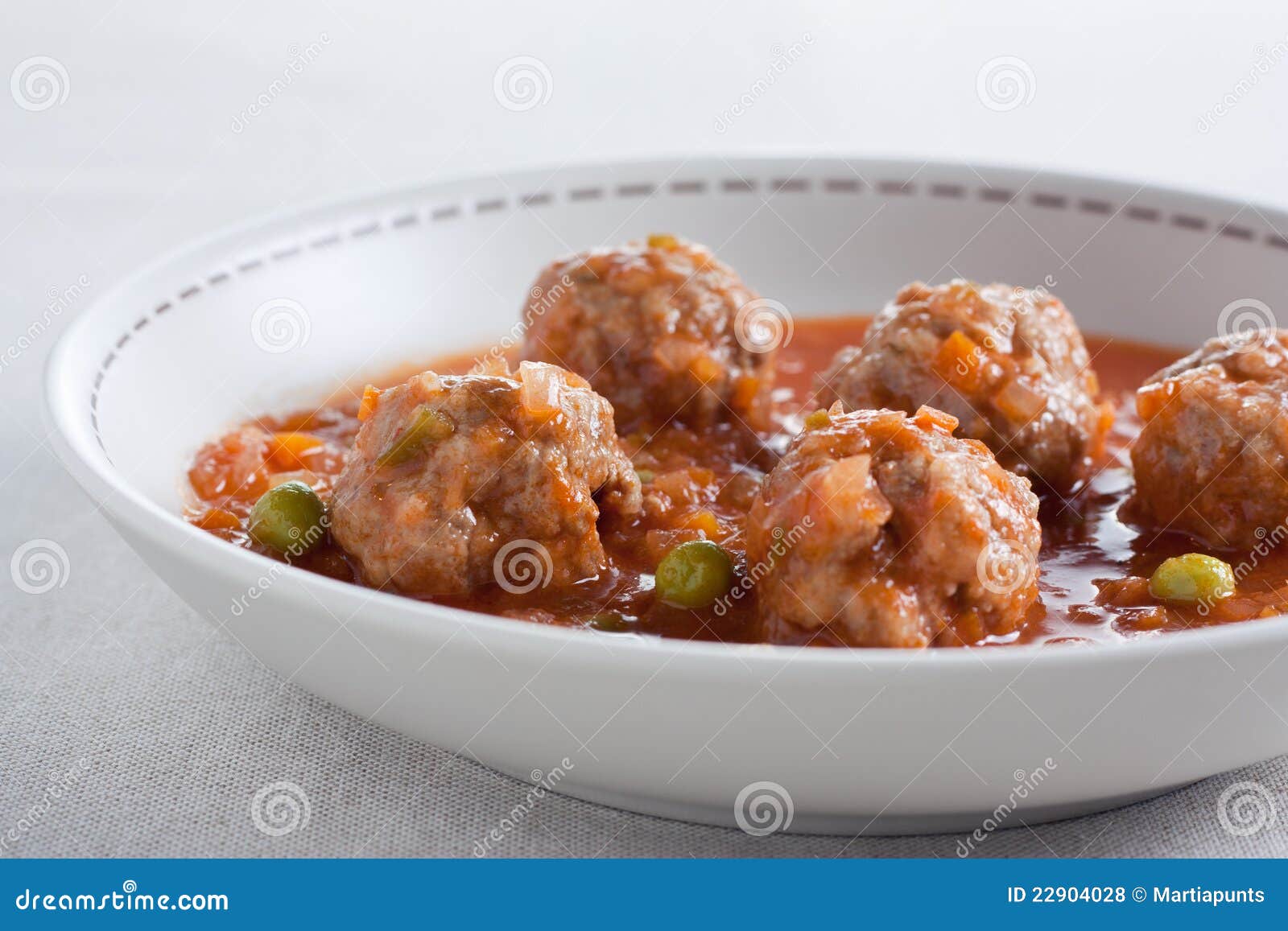 Stewed Meatballs with Peas, Tomato and Onion. Stock Photo - Image of ...