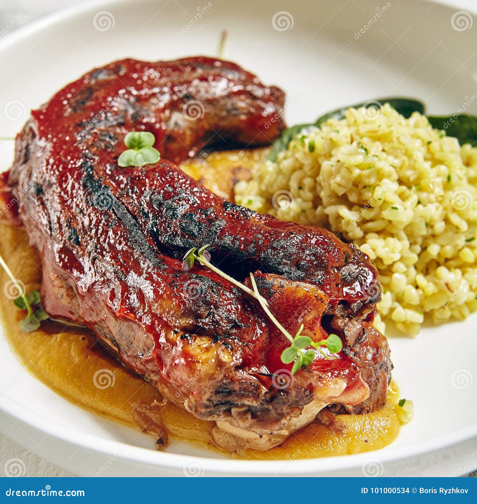 Stewed Oxtail with Bulgur stock photo. Image of meat - 101000534