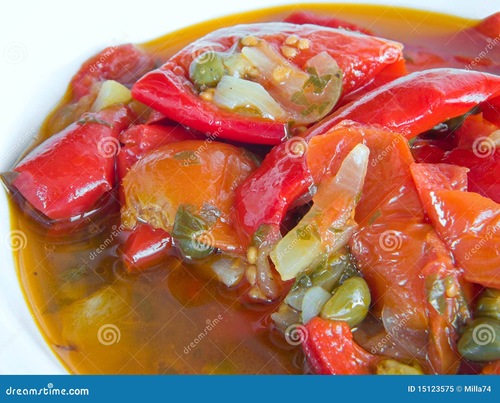 Stewed Peppers on White Dish. Stock Image - Image of nourishment, food ...