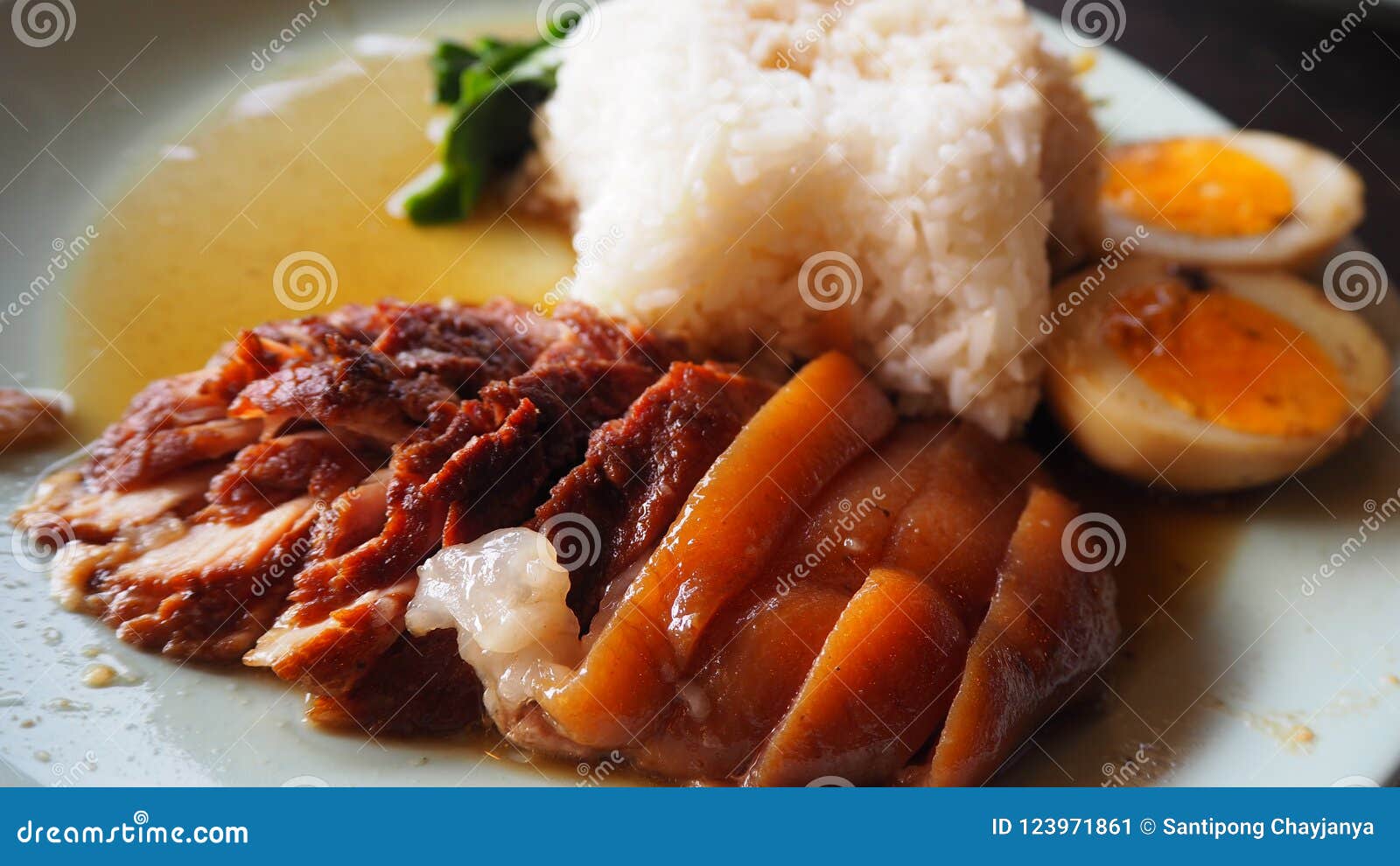 Stewed Pork Leg on Rice. Thai Food. Stock Image - Image of stew, fresh ...