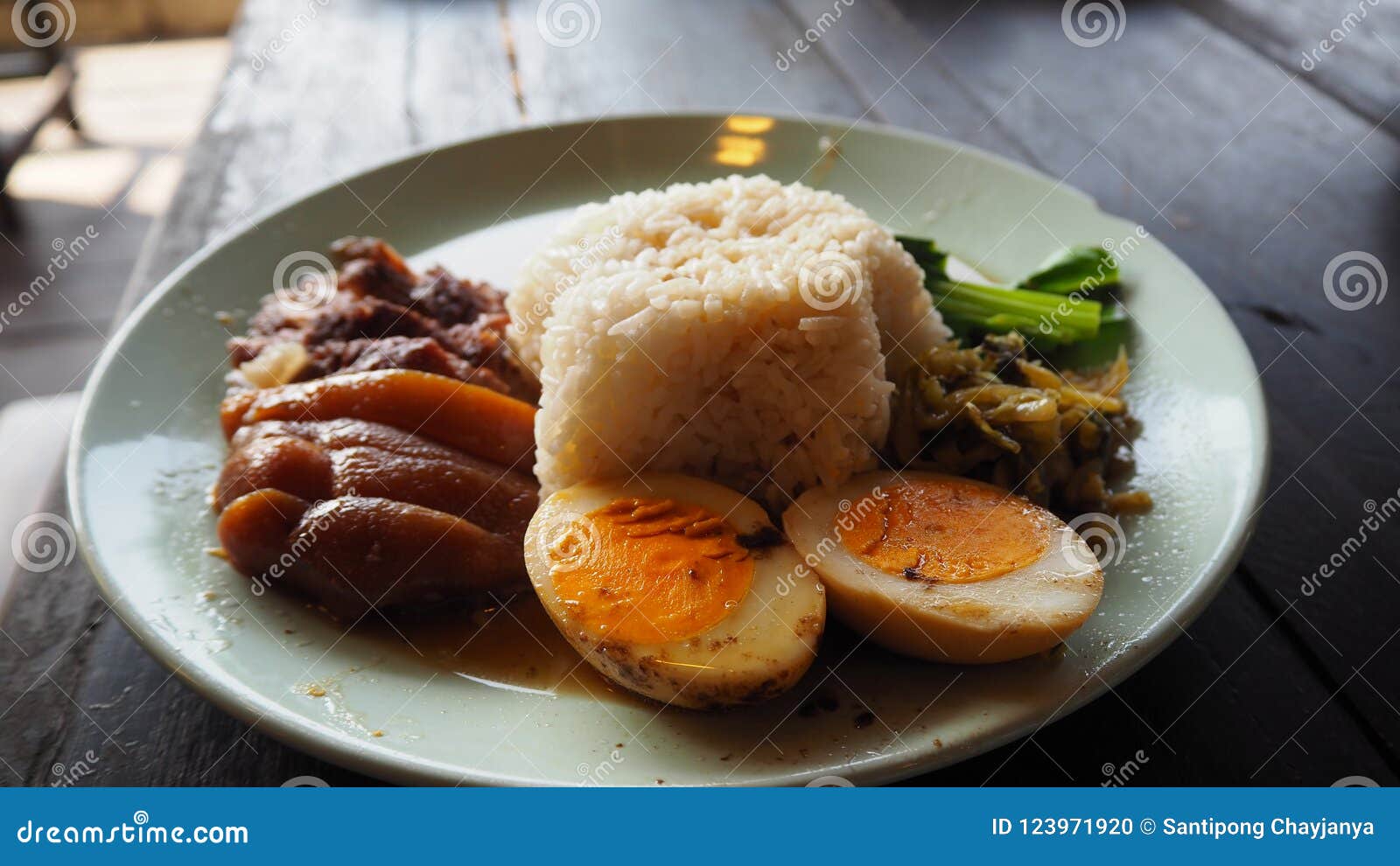Stewed Pork Leg on Rice. Thai Food. Stock Photo - Image of dish, rice ...