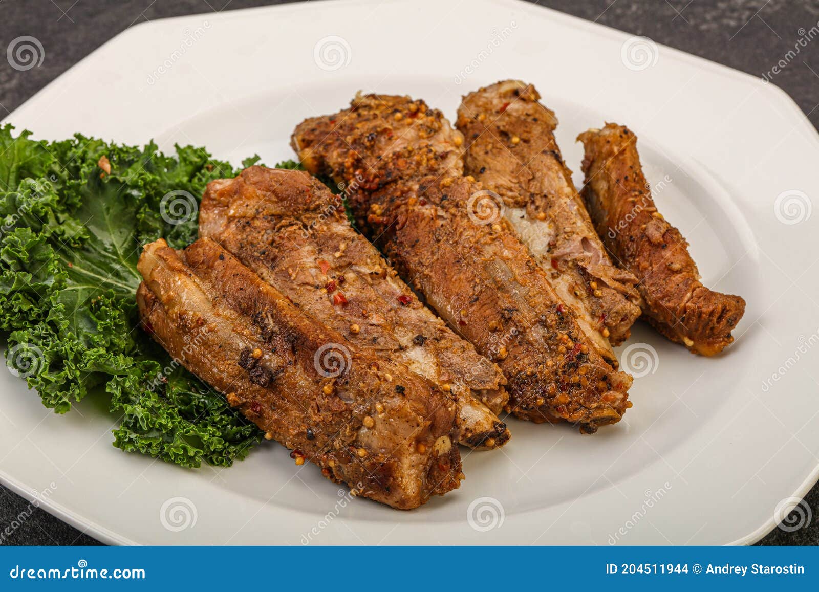 Stewed Pork Ribs with Spices Stock Photo - Image of green, pork: 204511944
