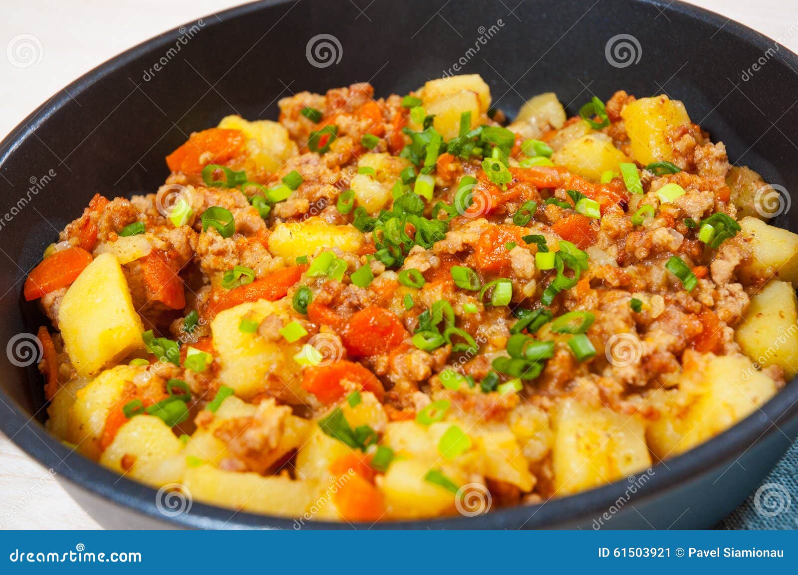 Stewed Potato with Minced Meat Stock Image - Image of gastronomy ...