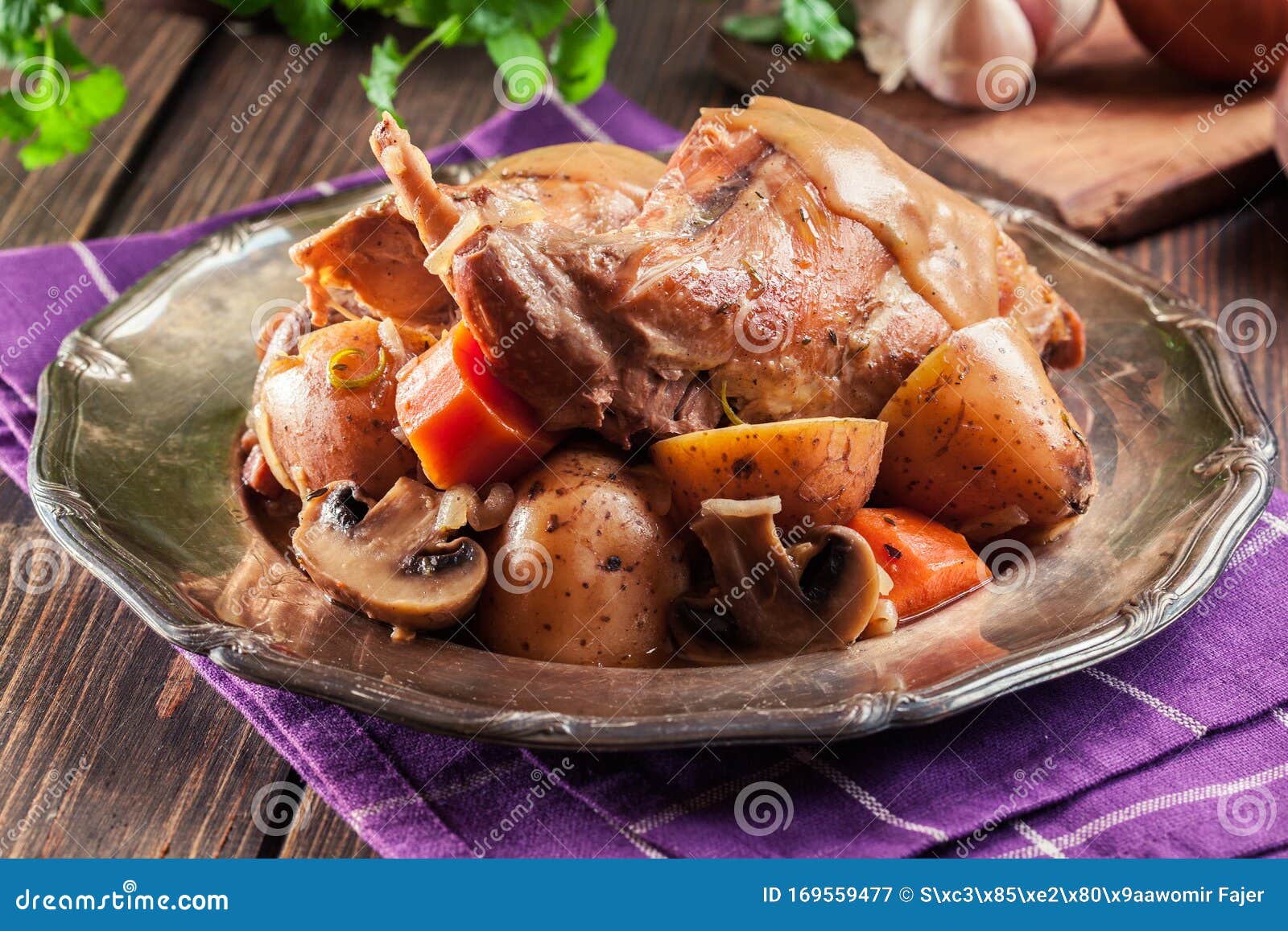 Stewed Rabbit Legs with Vegetables Stock Image - Image of wild, rustic ...