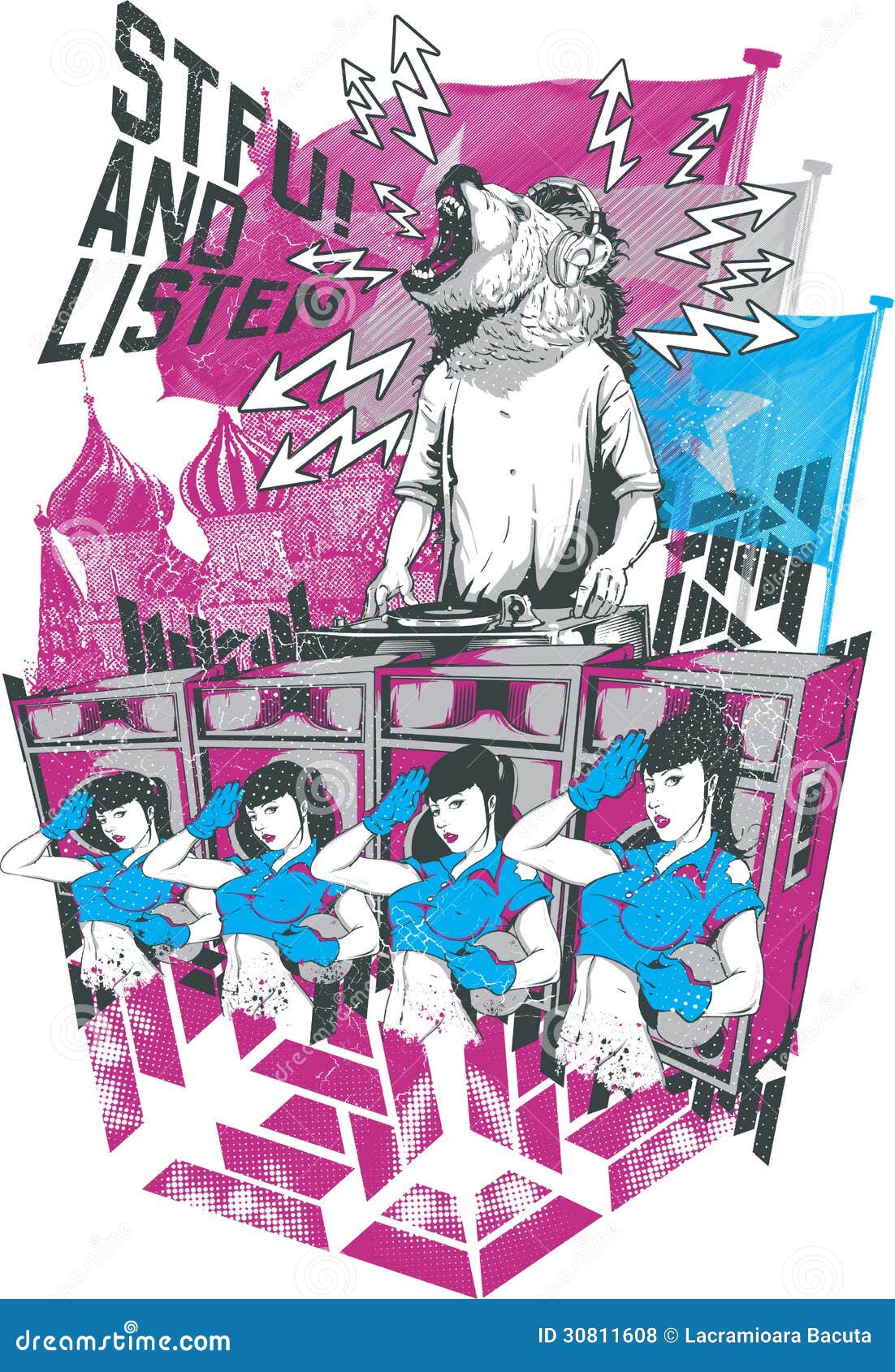 Stfu and listen stock vector. Illustration of disc, amusing - 30811608