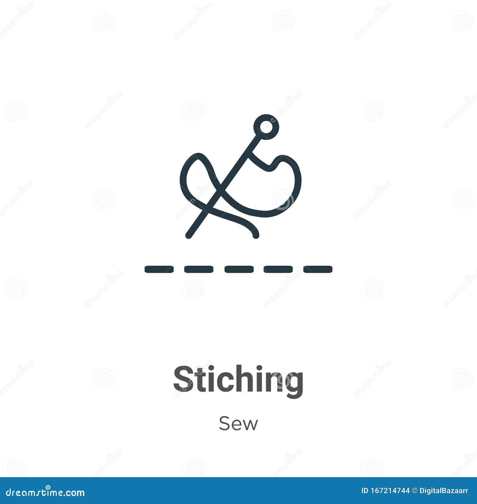 Stiching Outline Vector Icon. Thin Line Black Stiching Icon, Flat ...