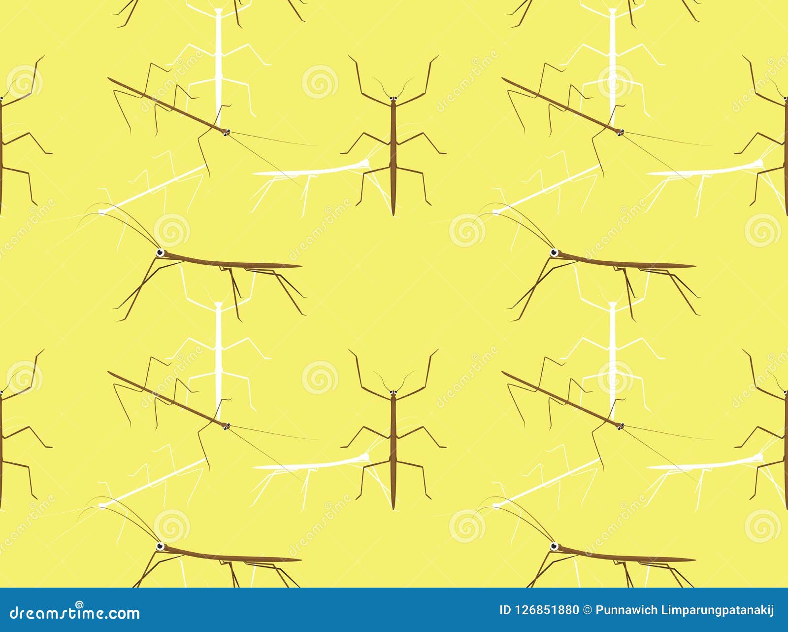 Stick Bug Cartoon Background Seamless Wallpaper Stock Vector ...