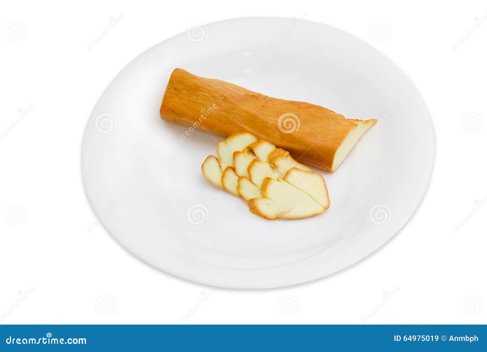 Stick of a Chechil Cheese on a White Plate Stock Image - Image of ...