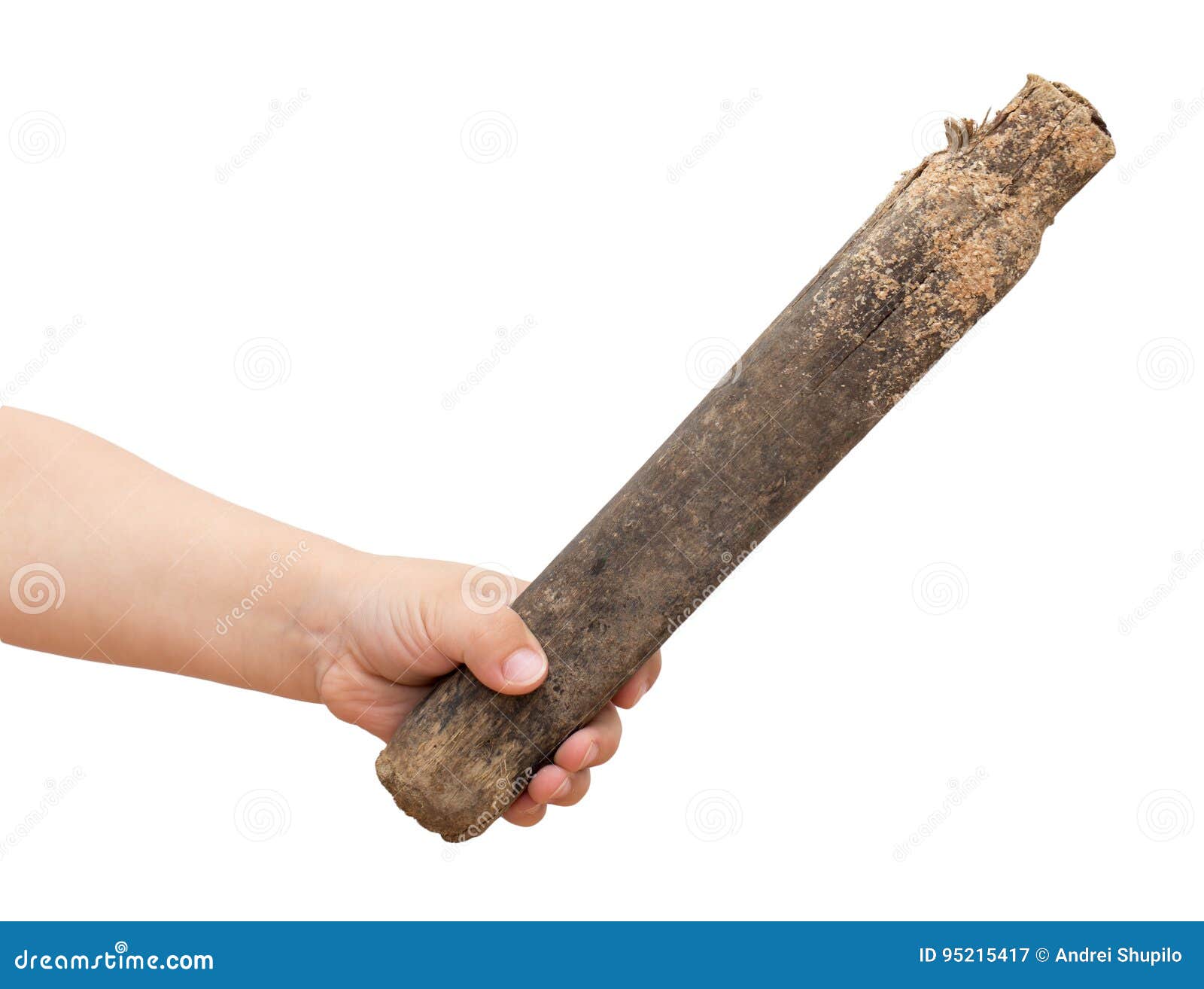 Stick in Children`s Hand on White Stock Image - Image of peasant ...