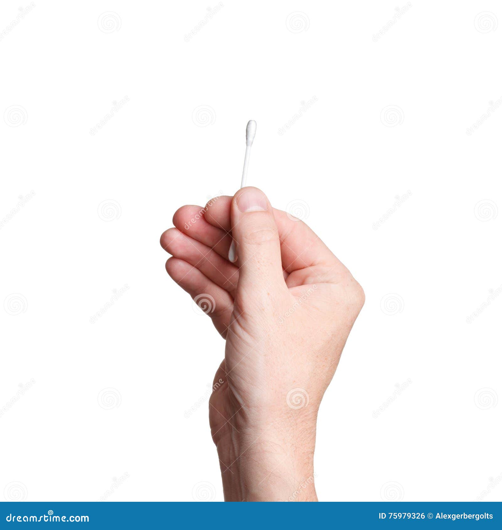 Stick with Cotton Wool in Hand Isolated on White Stock Photo - Image of ...