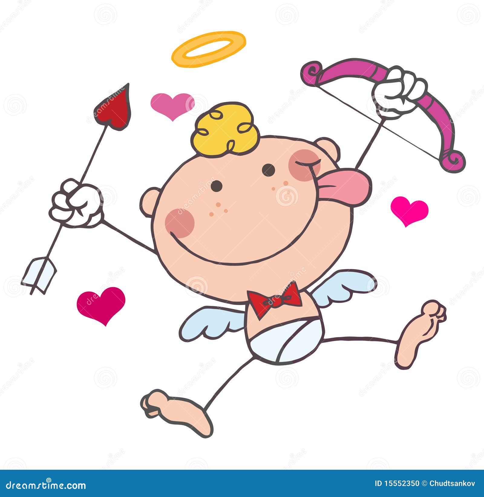 Stick Cupid Holding Up a Bow and Arrow Stock Vector - Illustration of ...