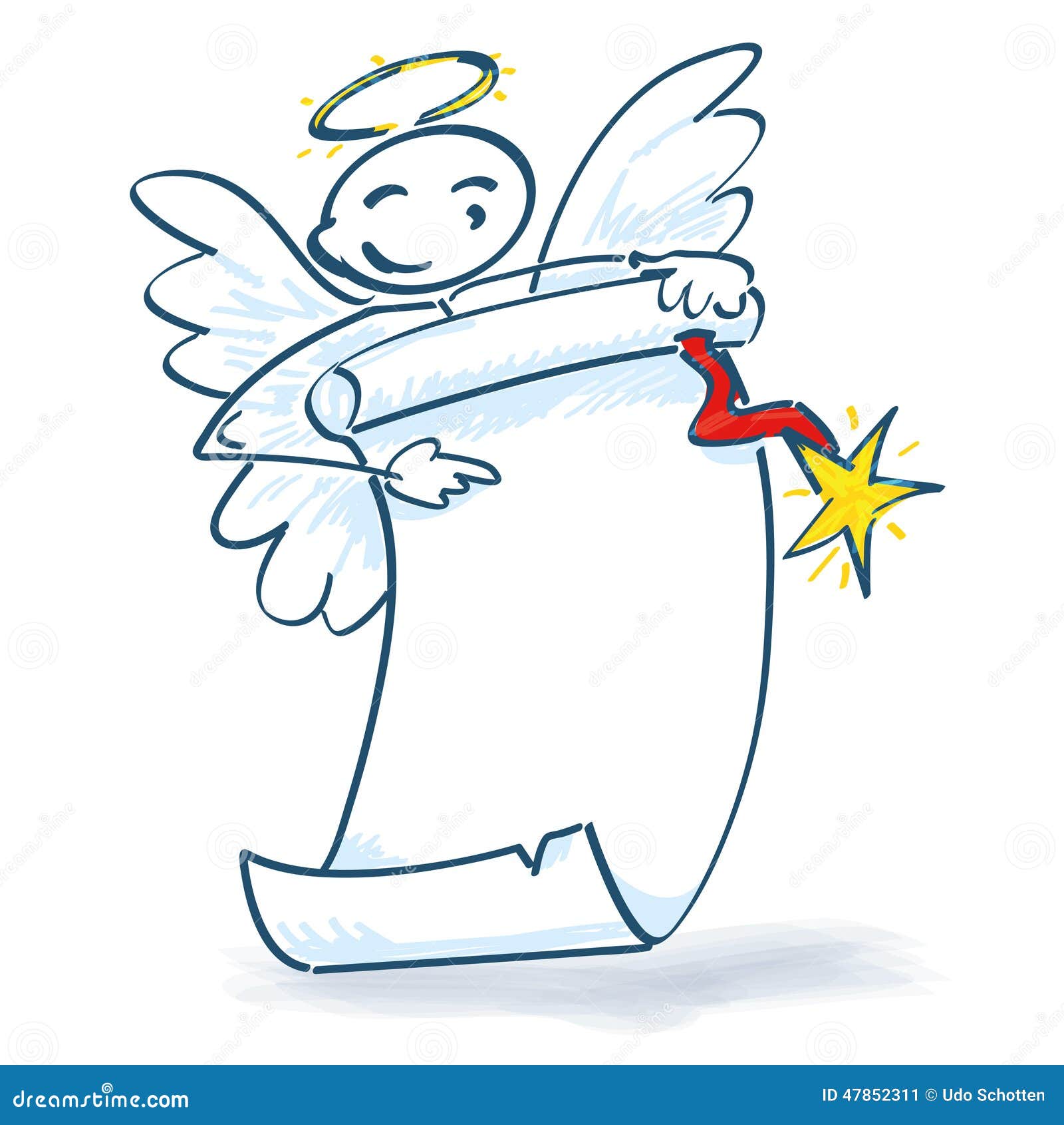 Stick Figure Angel with Paper Roll Stock Vector - Illustration of ...