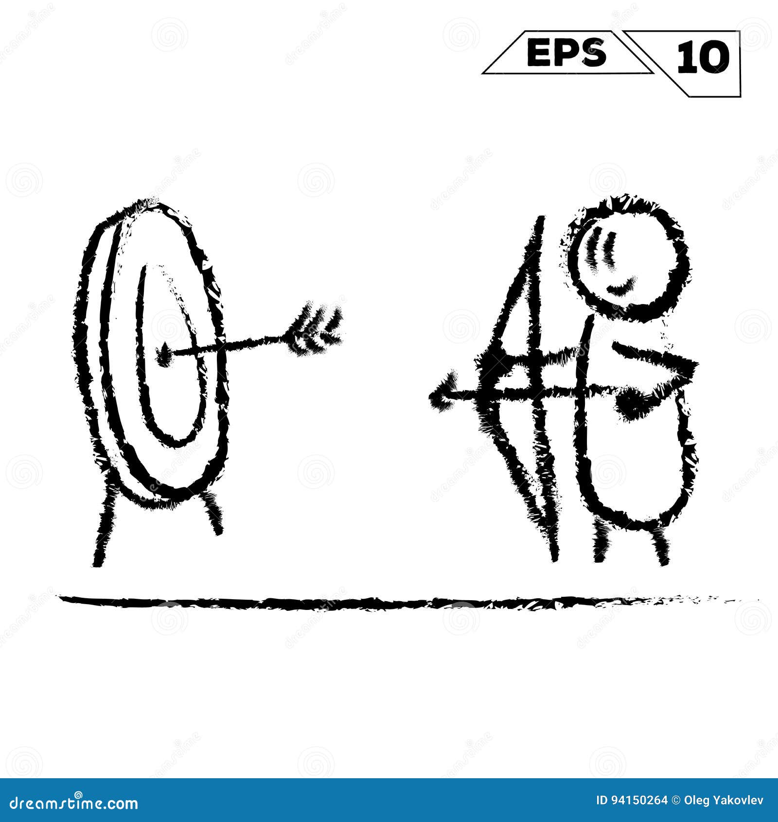 Stick Figure Archer Shoots at the Target Stock Vector - Illustration of ...
