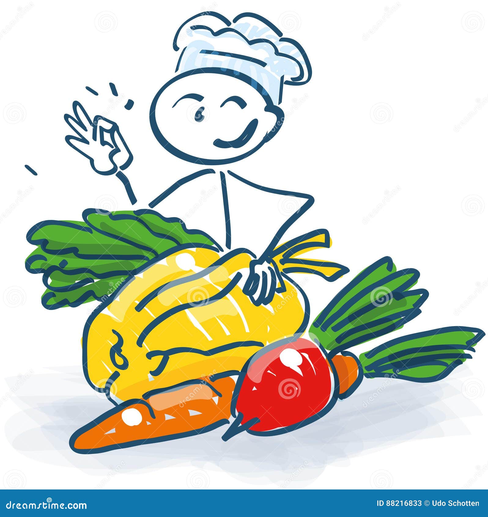 Stick Figure As a Cook with Vegetables Stock Vector - Illustration of ...