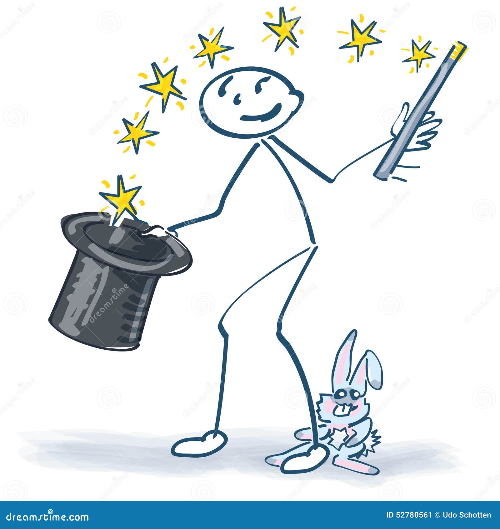 Stick figure as a magician stock vector. Illustration of interaction ...