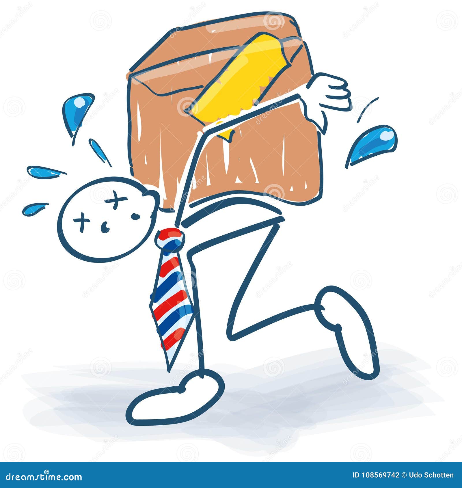 Stick Figure As Manager Tows a Too Heavy Package Stock Vector ...