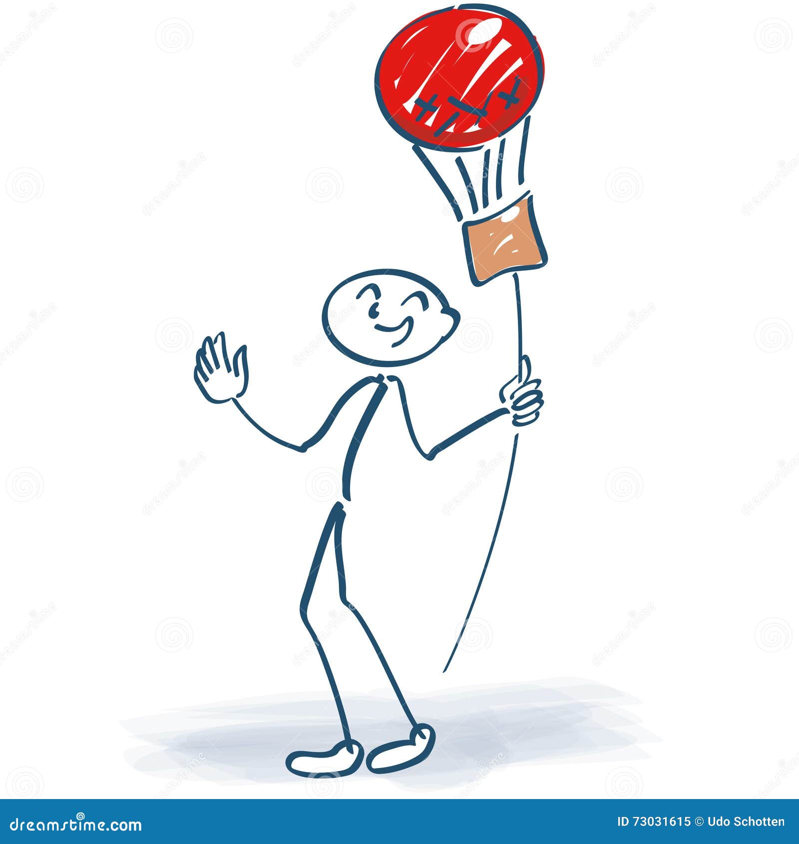 Stick Figure with Balloon on a Stick Stock Vector - Illustration of ...