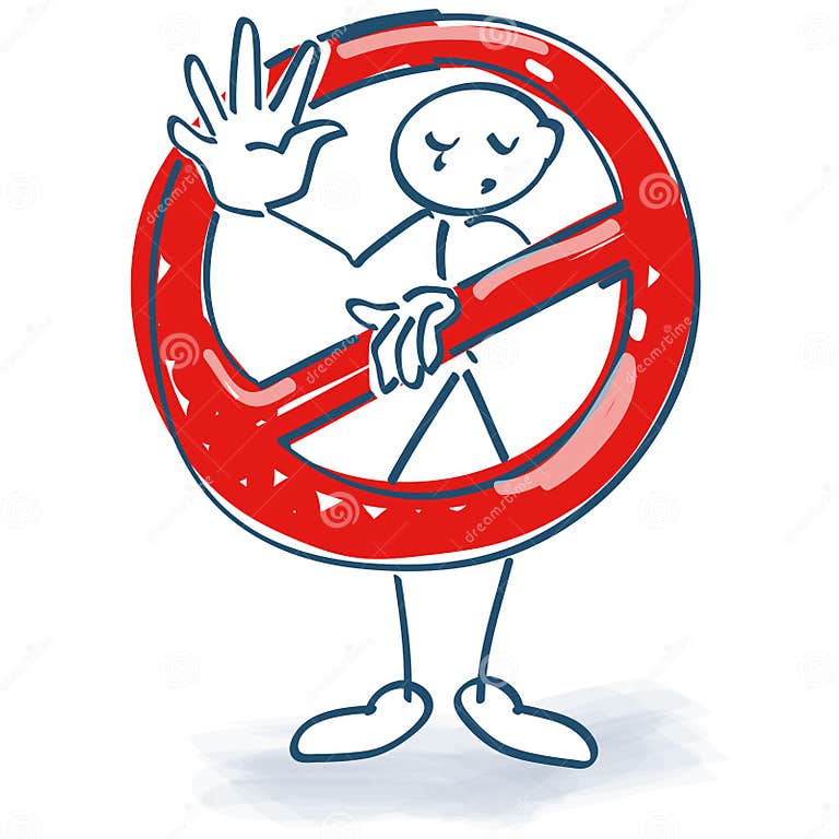 Stick figure with a ban stock vector. Illustration of dirty - 92976536