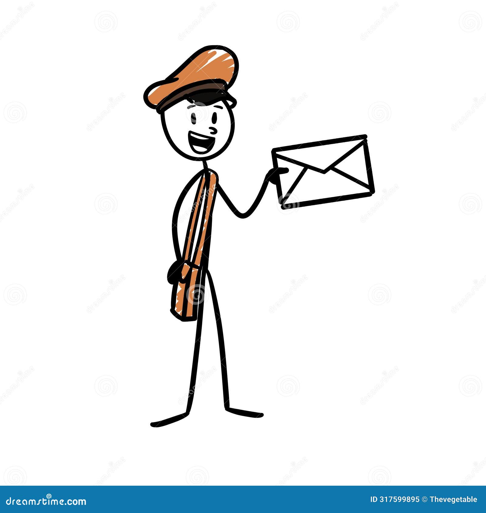 Stick Figure Becomes a Postman Stock Illustration - Illustration of ...