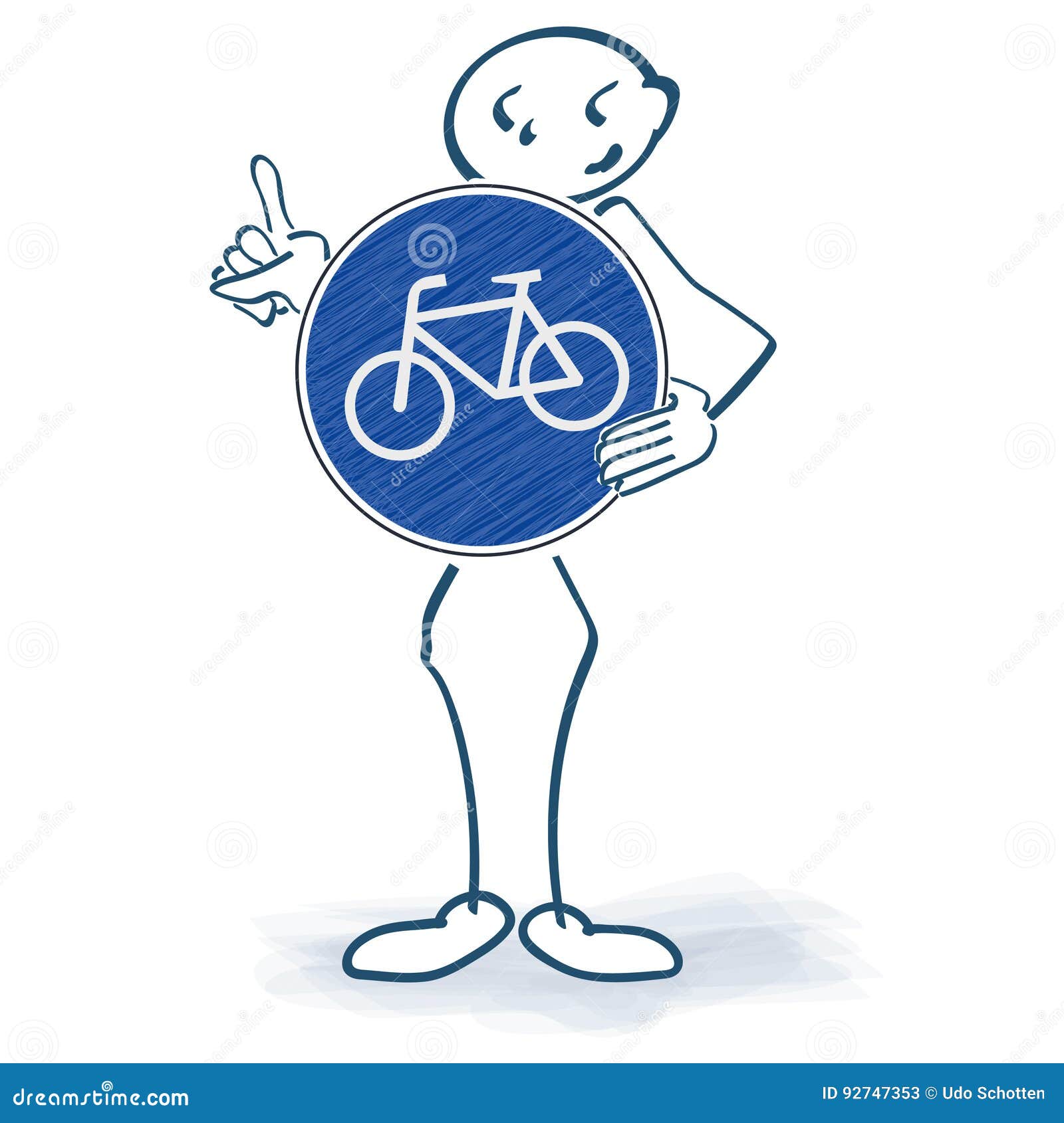 Stick Figure With A Bicycle Sign In Front Of The Body Cartoon Vector ...