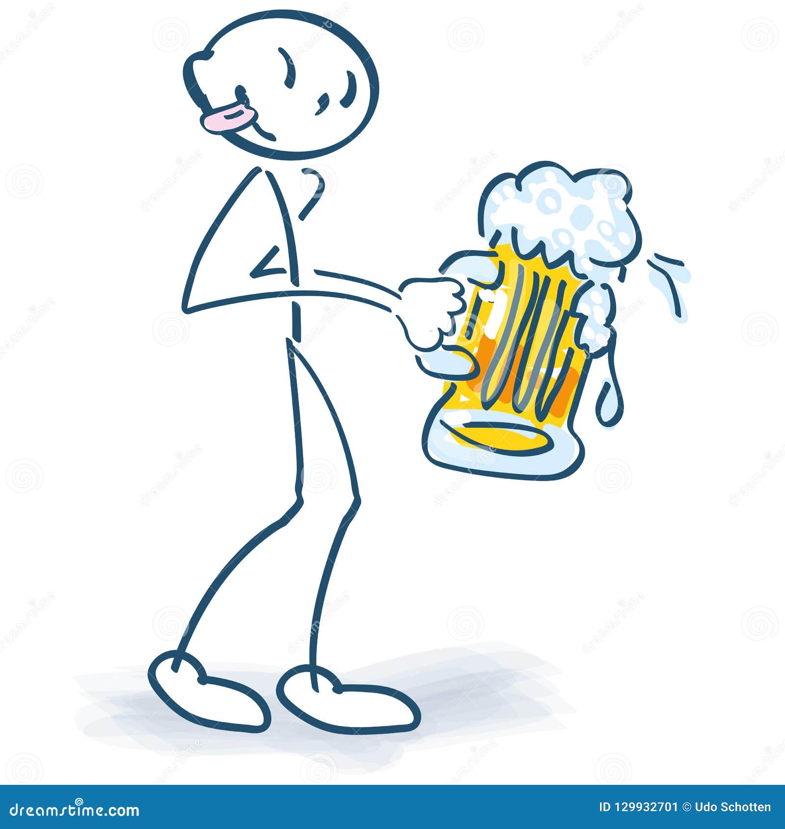 Stick Figure with a Big Beer Glass Stock Vector - Illustration of ...