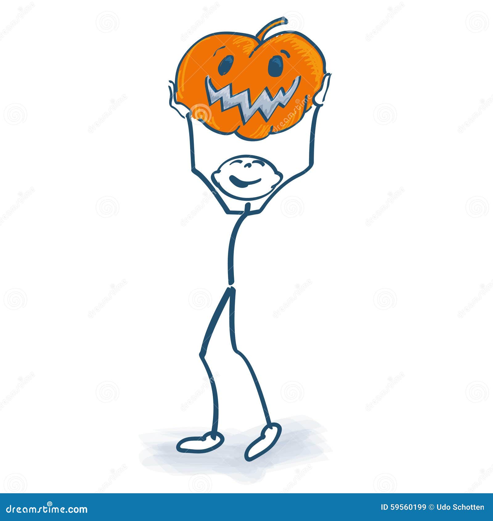 Stick Figure With A Big Pumpkin Stock Vector - Image: 59560199