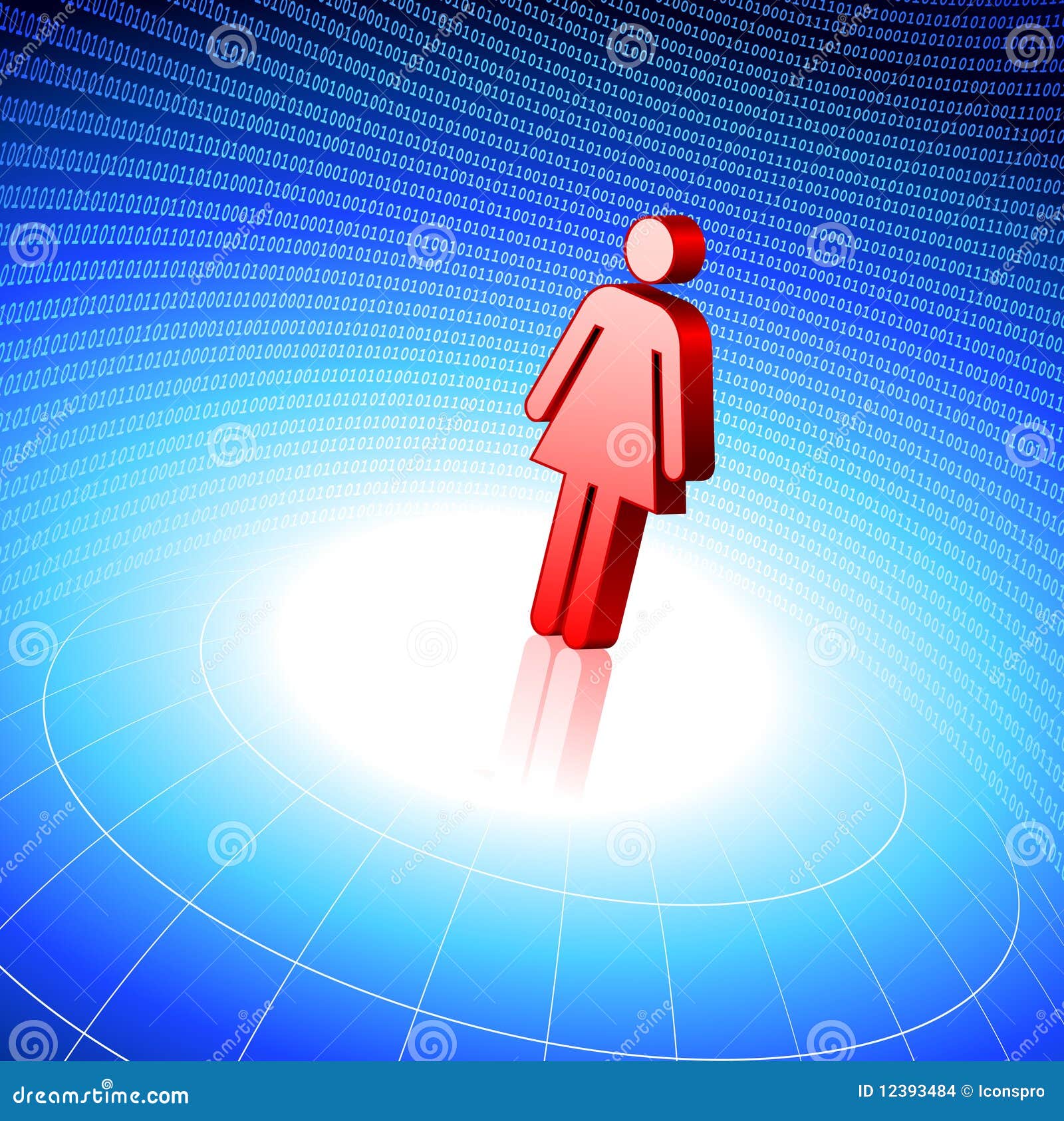 Stick Figure On Binary Code Business Background Royalty-Free Stock ...