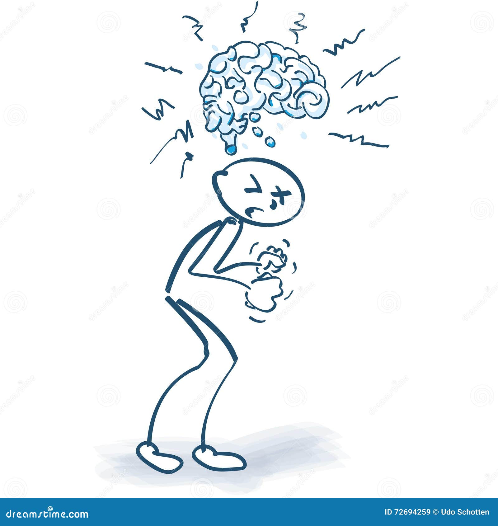 Stick Figure With Brain And Anger Cartoon Vector | CartoonDealer.com ...