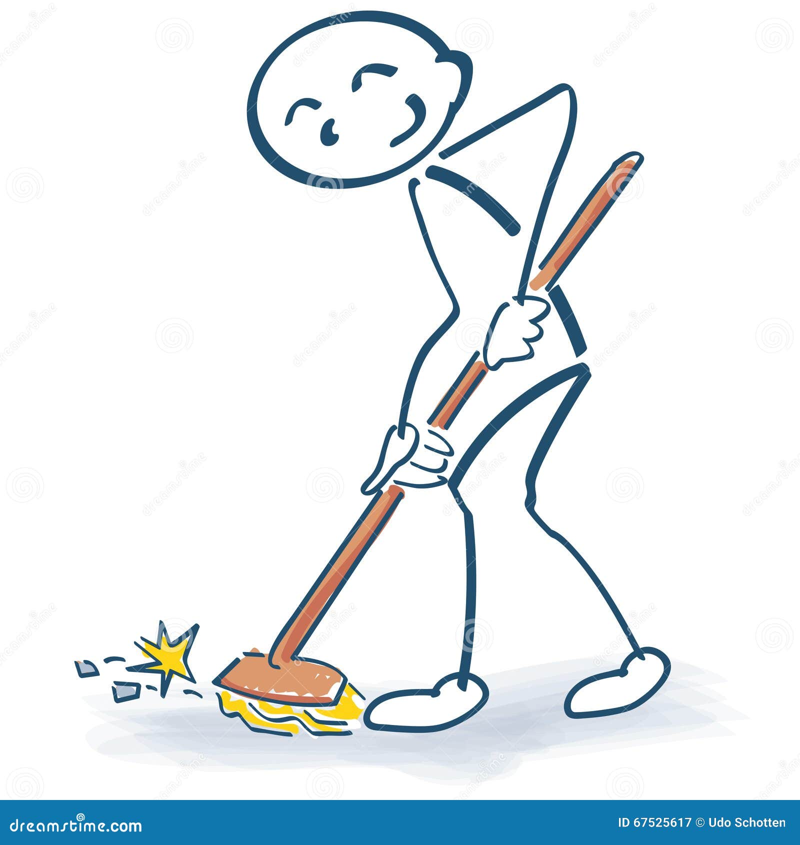 Stick figure with a broom stock vector. Illustration of bubble - 67525617