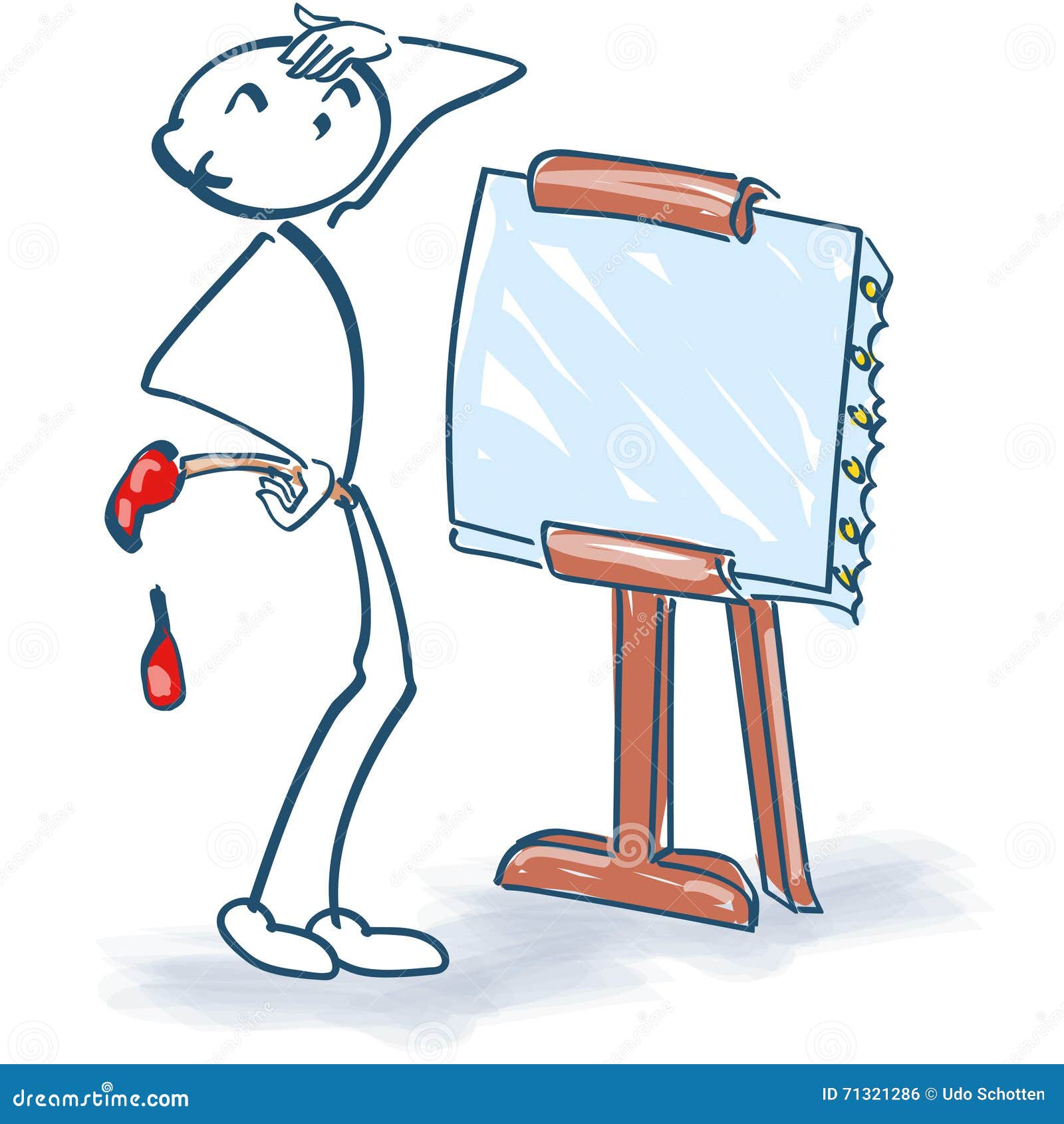 Stick Figure with Brush and Canvas Stock Vector - Illustration of ...