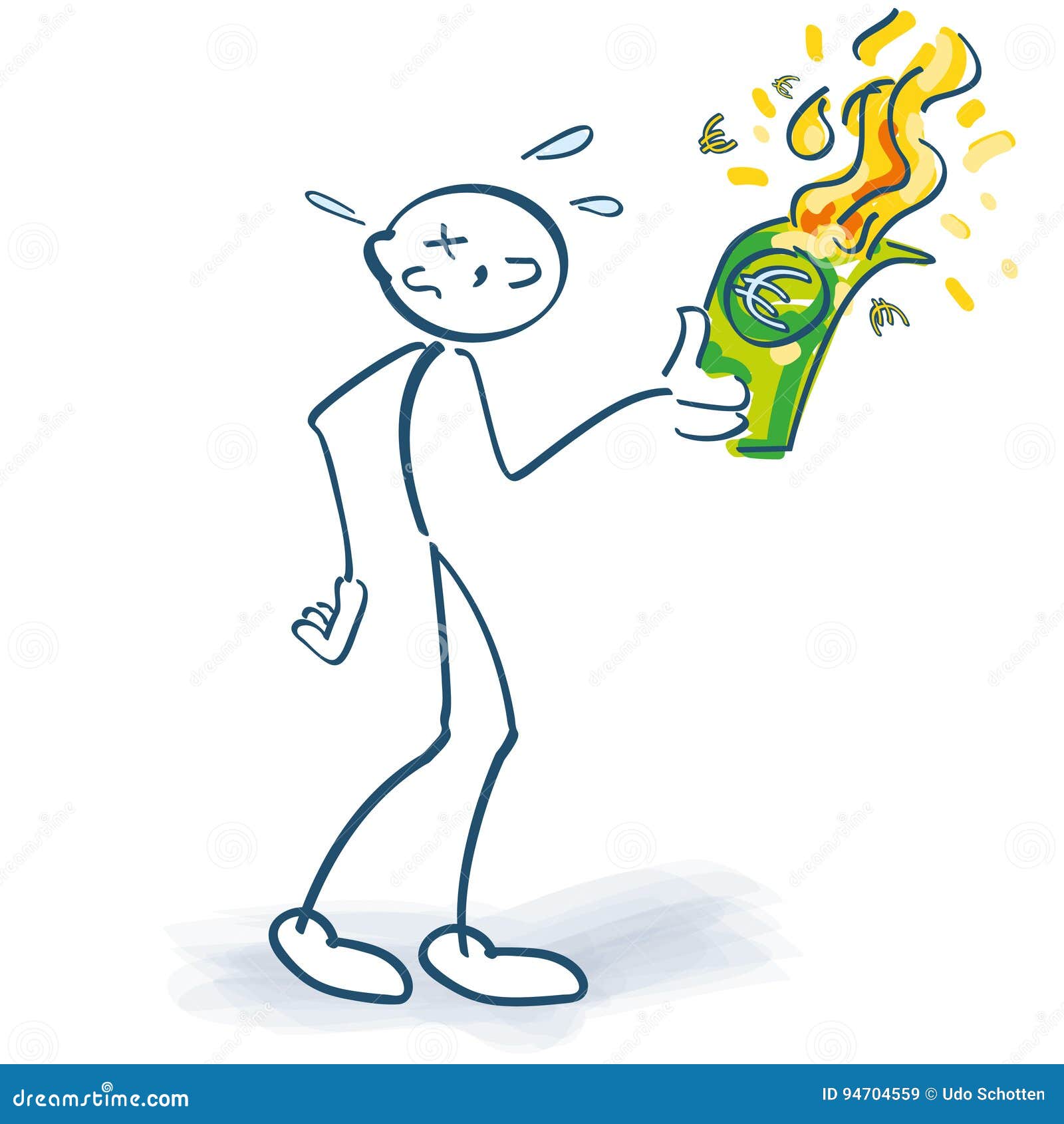 Stick Figure Girl Confused About Past And Future Doodle Cartoon ...