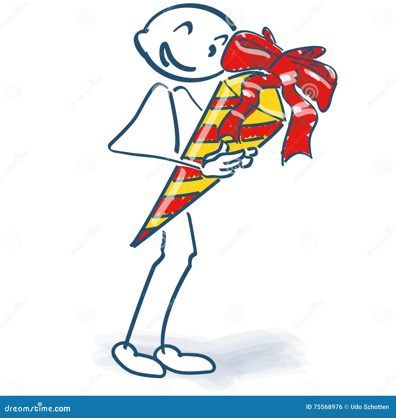 Stick Figure With Candy Bag For School Vector Illustration ...