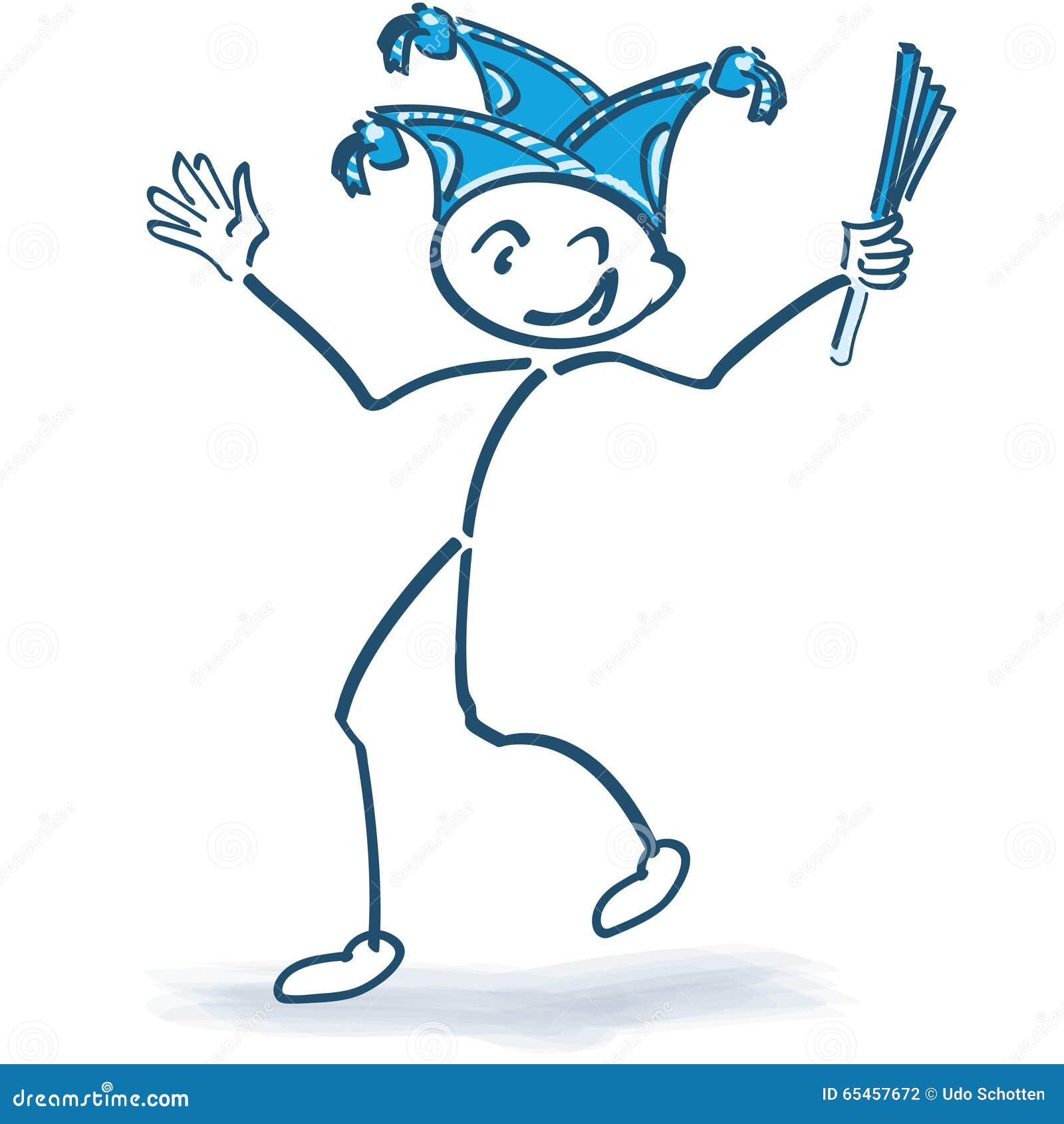 Stick Figure With Carnival Cap And Carnival Vector Illustration ...