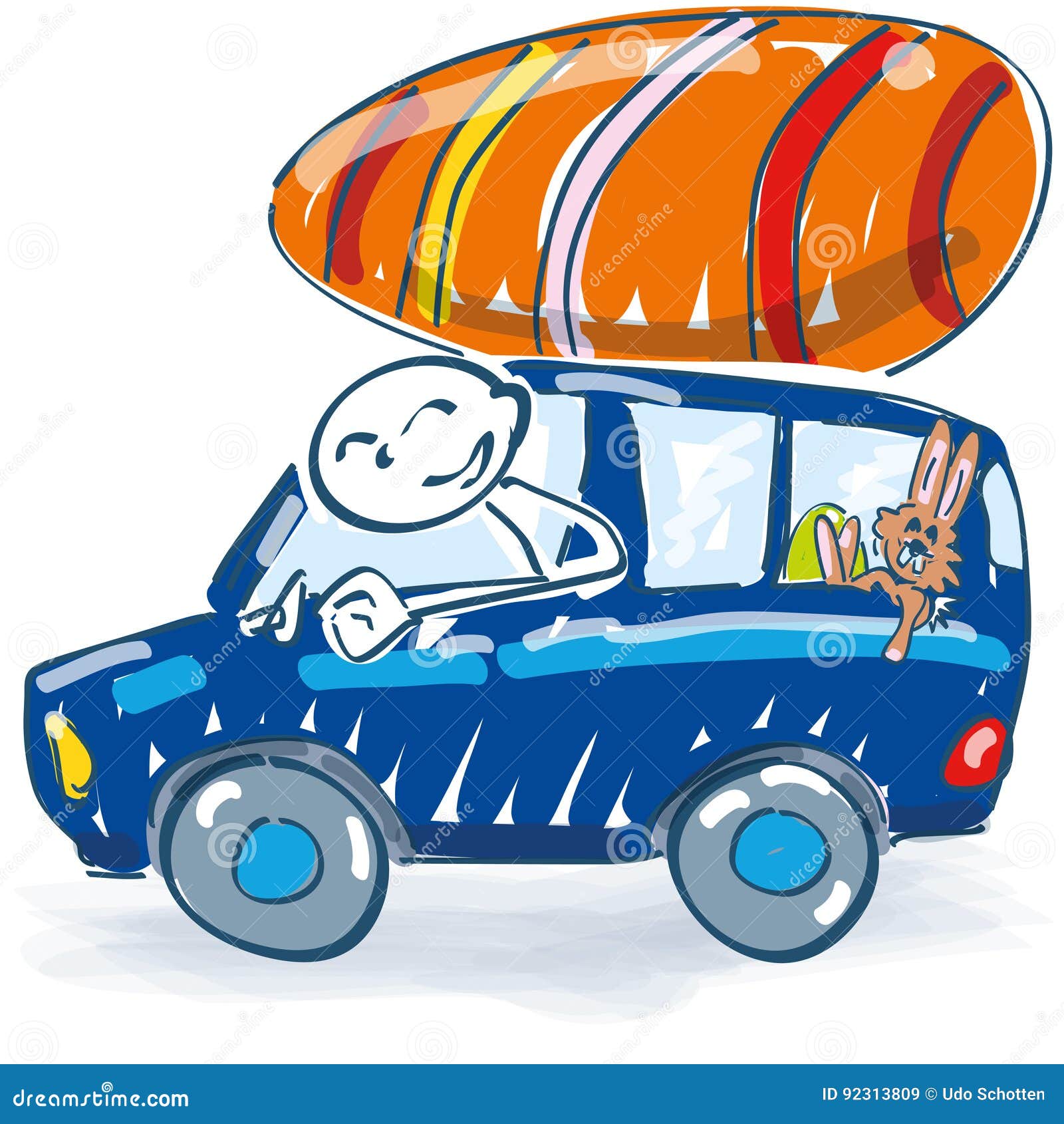 Stick Figure Carrying a Big Easter Egg and Little Bunny Stock Vector ...