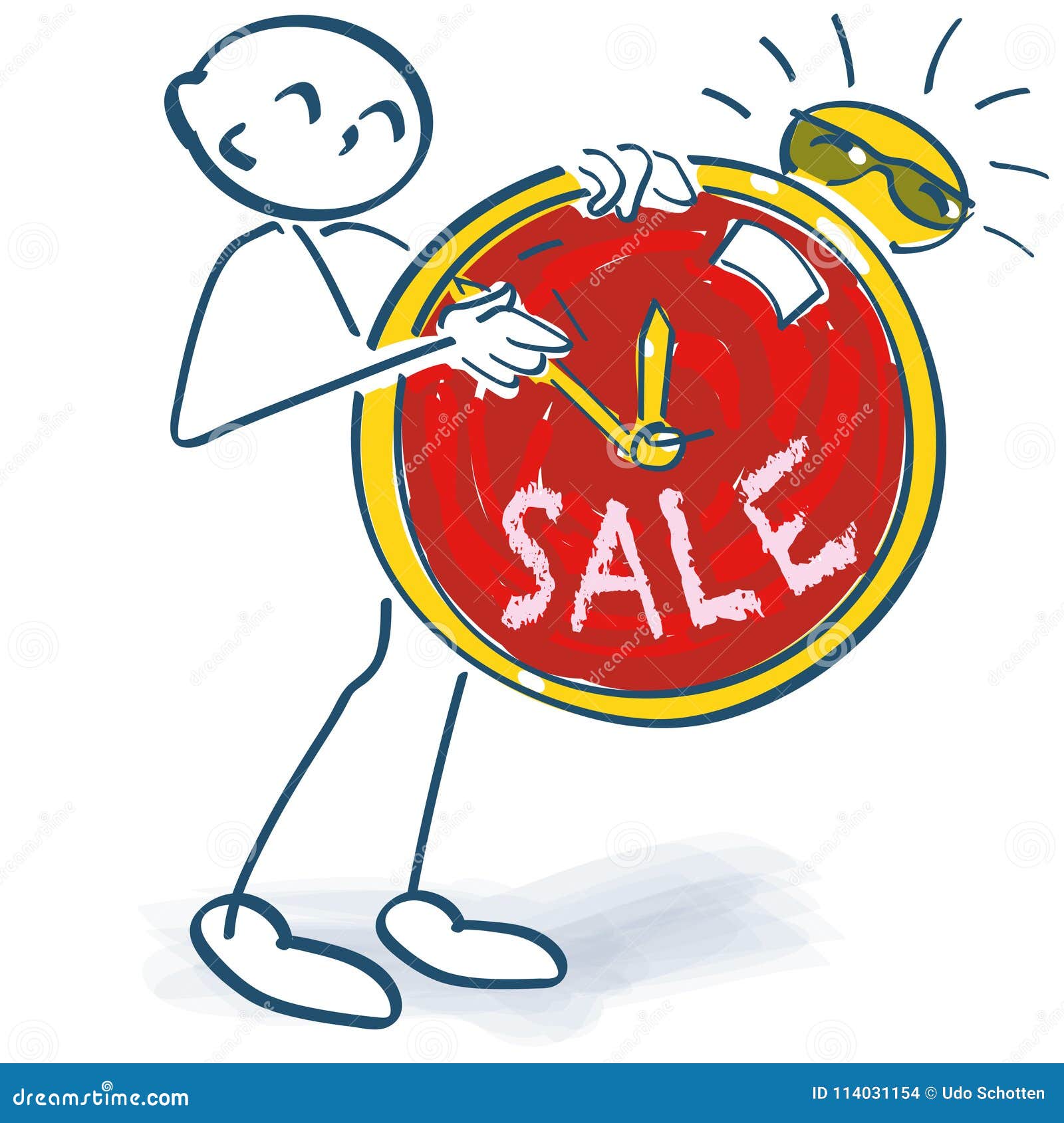 Stick Figure with Clock and Sale Stock Vector - Illustration of roster ...