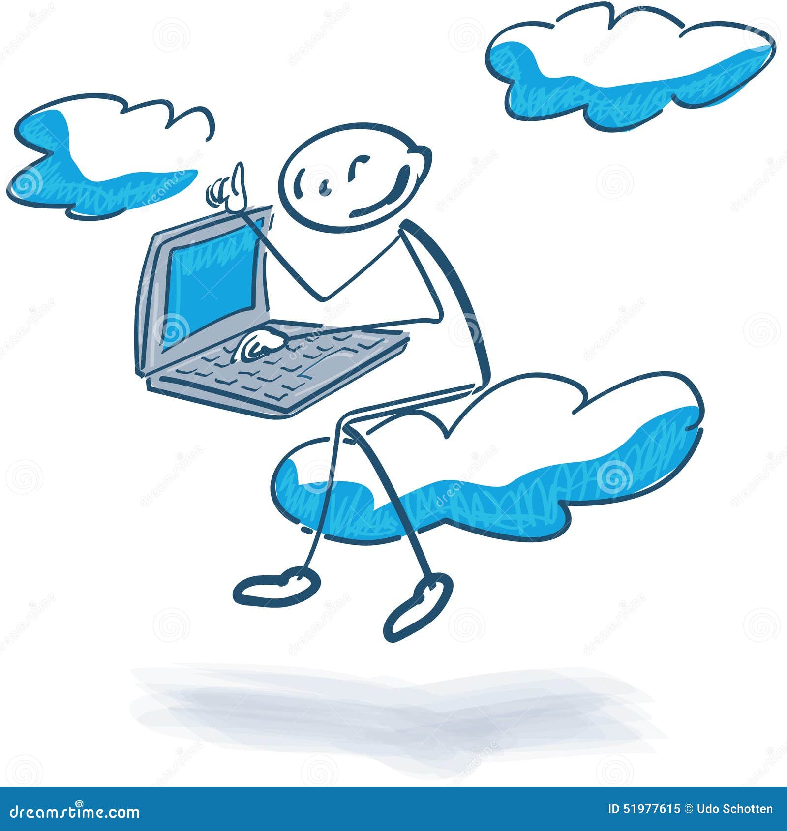 Stick Figure with Cloud Computing Stock Vector - Illustration of design ...